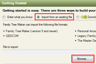 Importing an Existing File in FTM for Windows