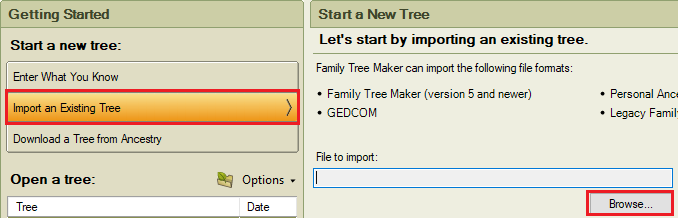 Importing an Existing File in FTM for Windows