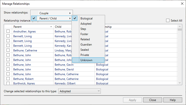 Managing Relationships in Family Tree Maker 2019